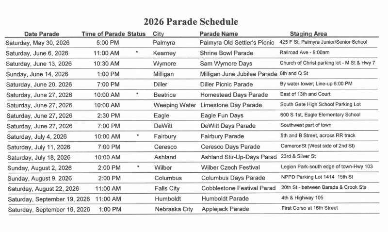 Sesostris Shrine - 2026 Sesostris Summer Parade Schedule